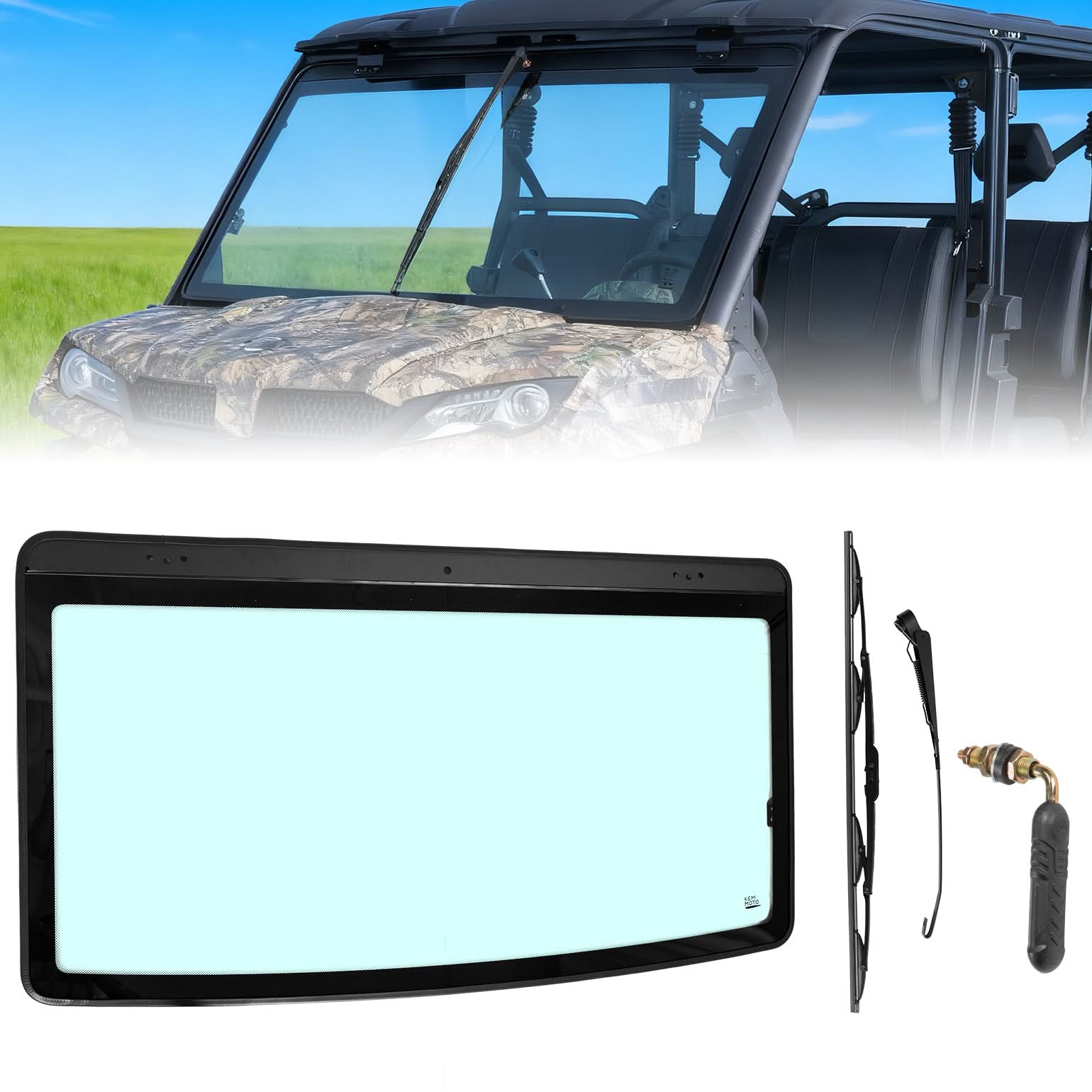 KEMIMOTO - UTV Glass Windshield with Wipers for CFMOTO UForce 1000| 10 ...